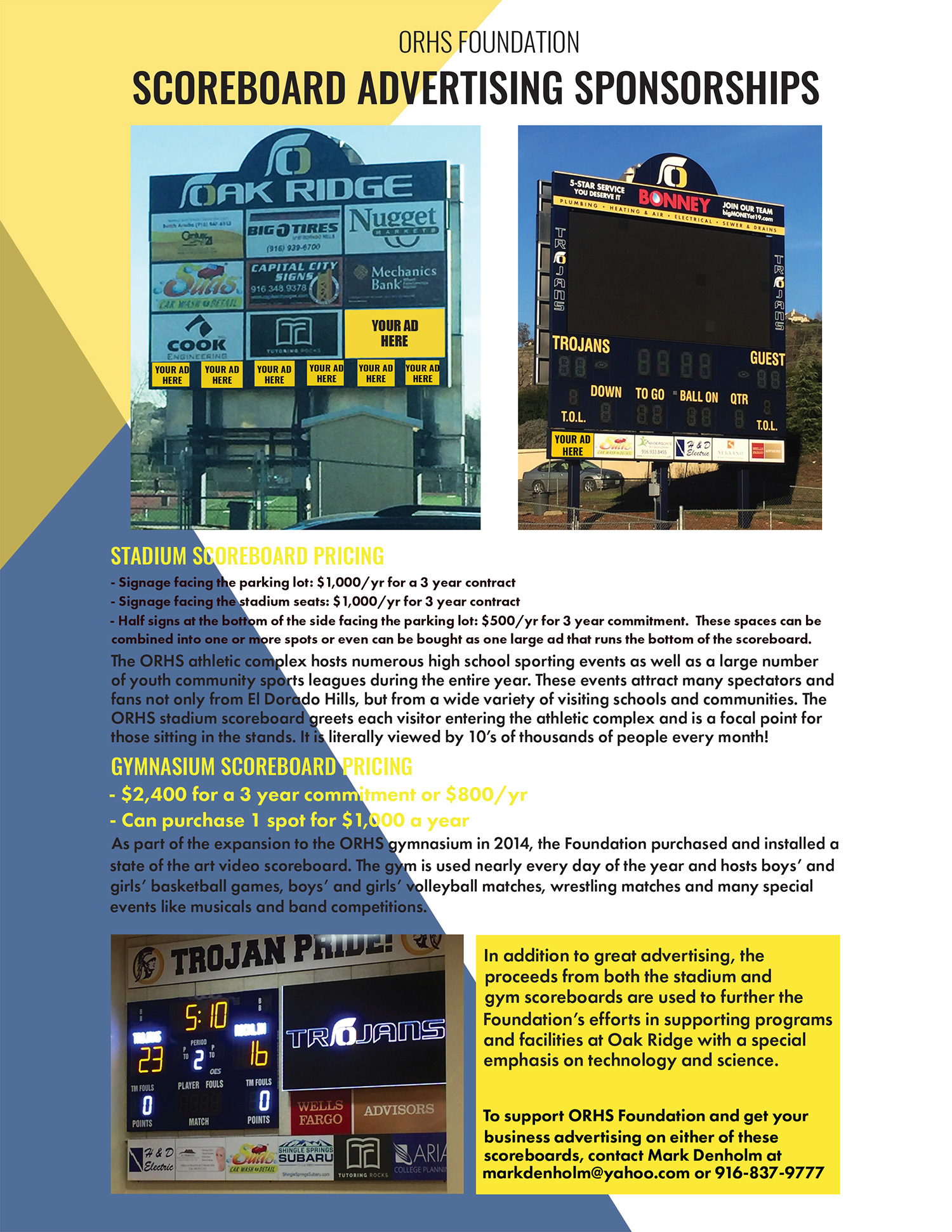 Scoreboard Sponsorship Opportunities | Oak Ridge High School Foundation